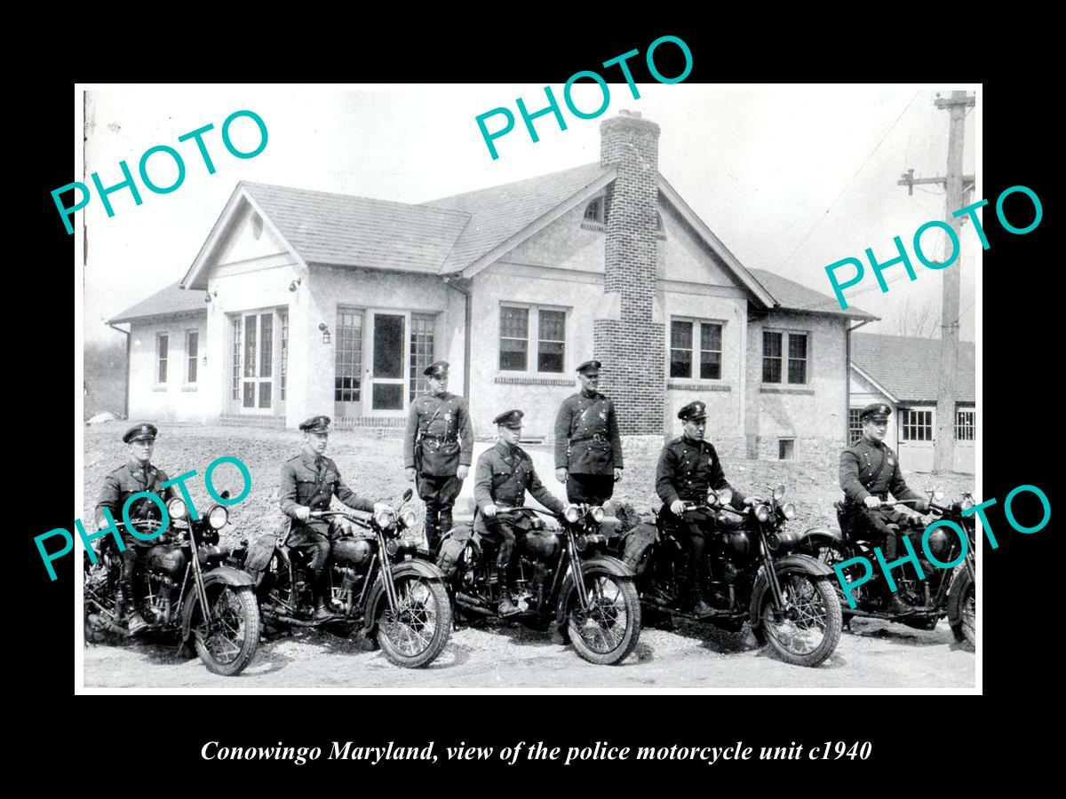 OLD POSTCARD SIZE PHOTO OF CONOWINGO MARYLAND THE POLICE MOTORCYCLE ...