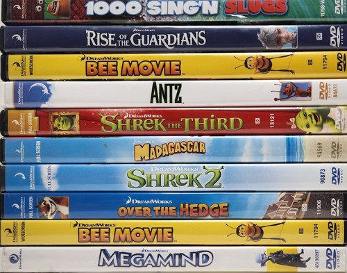 Lot Of 10 DreamWorks DVD's - C133 - 1000 Sing'n Slugs Bee Movie Shrek ...