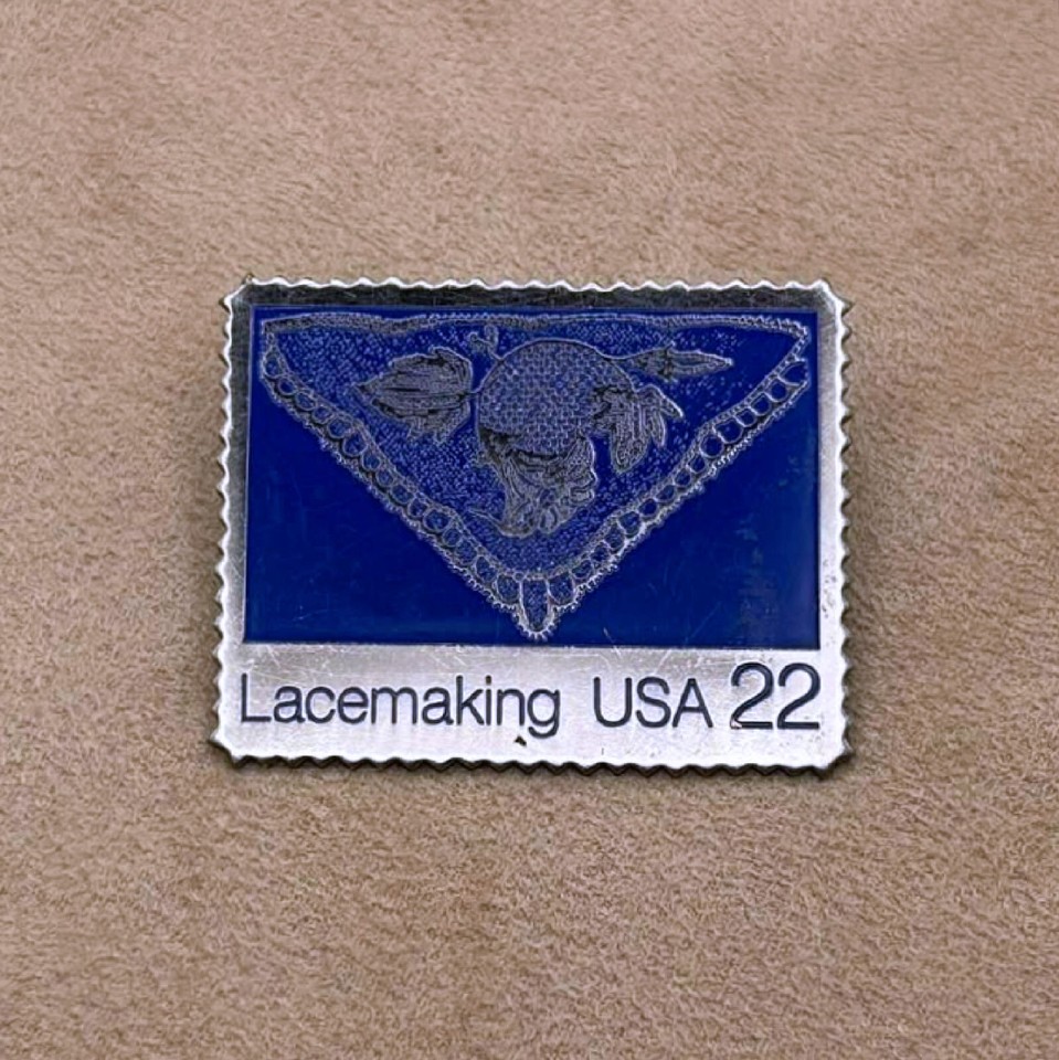 Four Vintage USPS Stamp Pins Elvis-29 Pueblo-13 Lacemaking-22 Kansas-20 ...