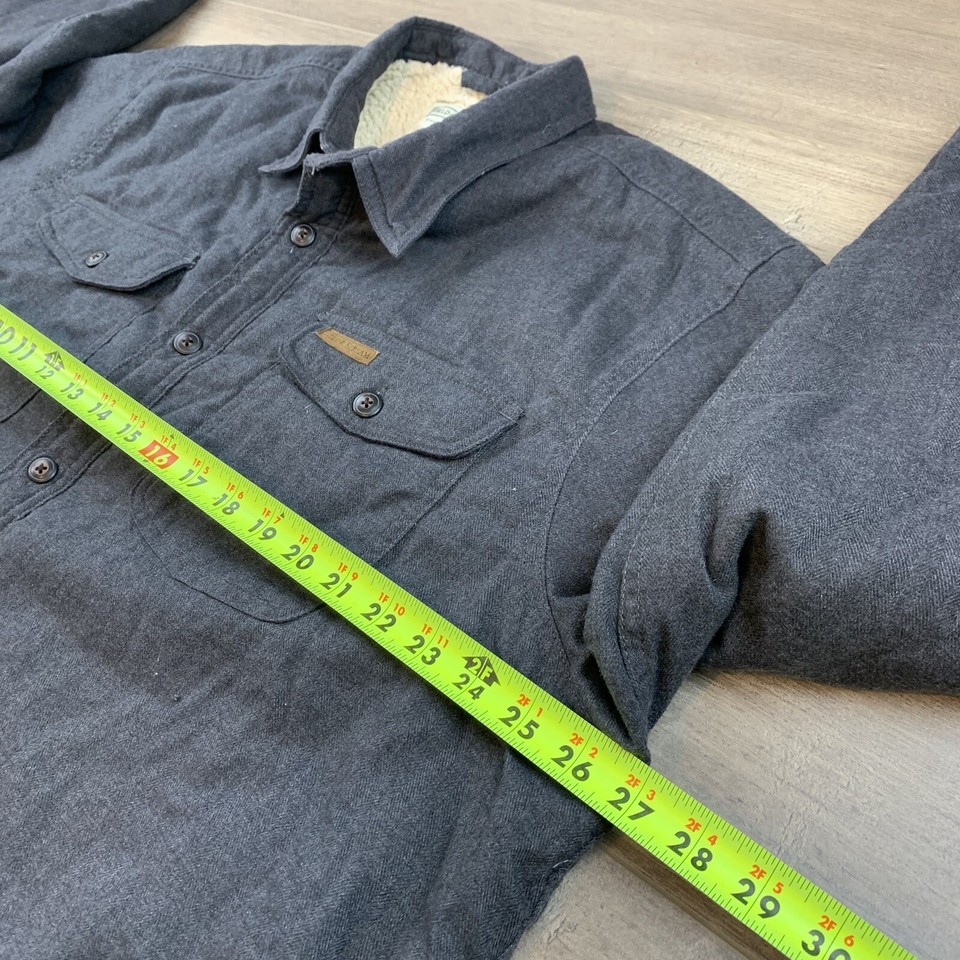 Field & Stream Gray Jacket Shacket Sherpa Lined Heavy Flannel Men’s 2XL ...