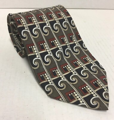 PAL ZILERI Luxury Men’s 100% Silk Black Brown Beige Geometric Tie Made ...