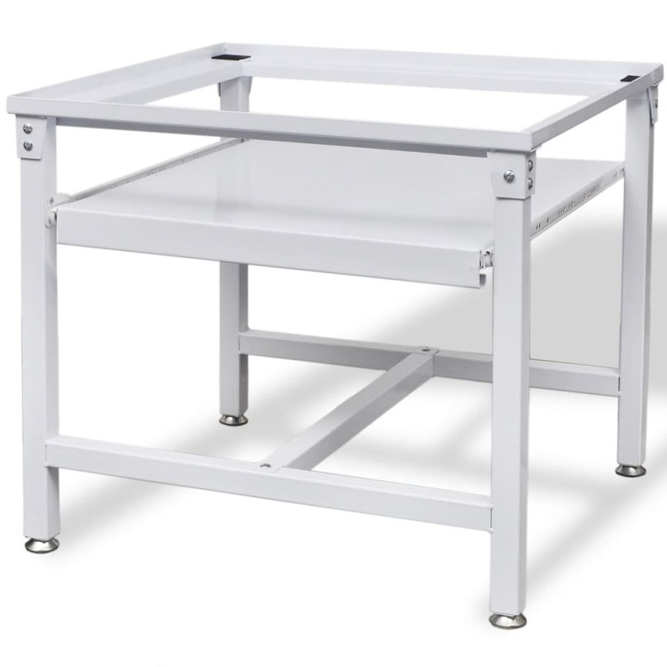 Washing Machine Pedestal with Pull-Out Shelf White | eBay UK