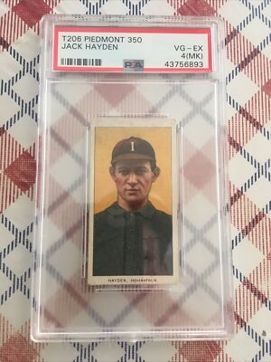 T206 Jack Hayden Piedmont 350/25 Indianapolis PSA VG-EX 4MK Looks Nicer ...