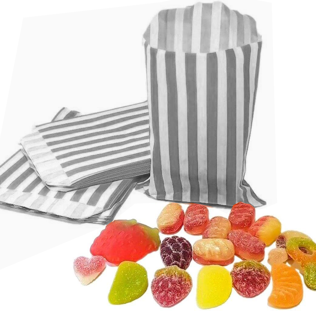 Party Sweet Treat Buffet Shop Silver Candy Stripe Paper Gift Bags ...