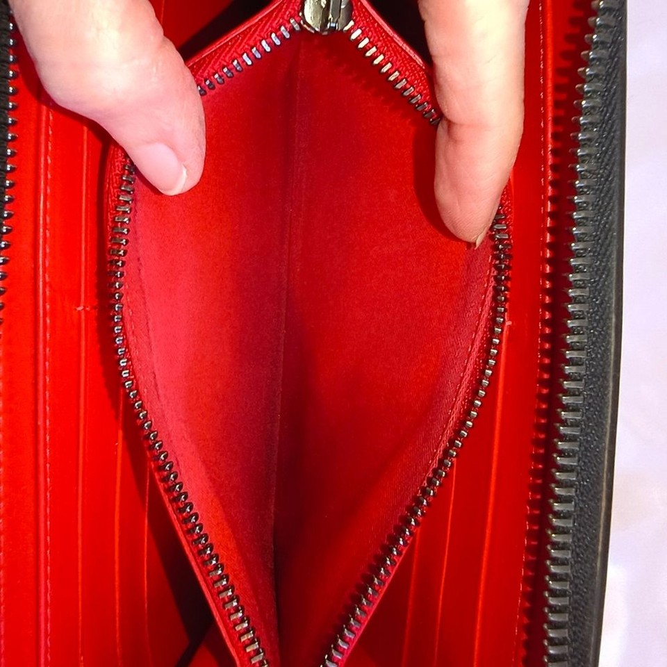 Christian Louboutin Black Double Panettone Long Zip Wallet W/Gunmetal ...