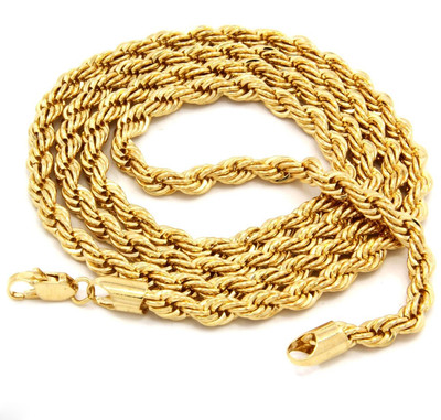 NEW HIP HOP 80'S RAPPERS 14K GOLD PLATED 4MM 24" ROPE CHAIN NECKLACE | eBay