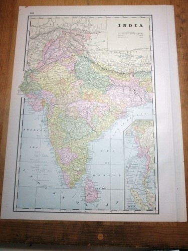 Cram's 1890 Color Map ~ INDIA ~ 16" x 10 3/4" | eBay