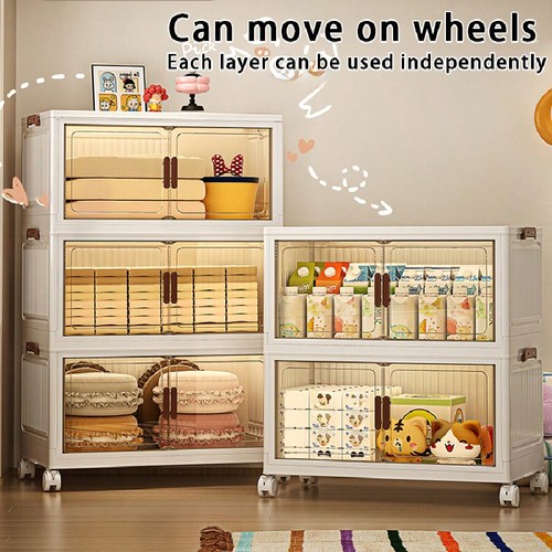 1 - 5 Layer Foldable Transparent Storage Box -With Door,Lid,for Bedroom ...