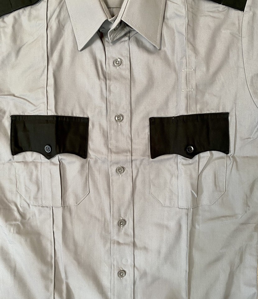 Security Officer Shirt Mens Small Gray/Black Button Down Guard Uniform ...