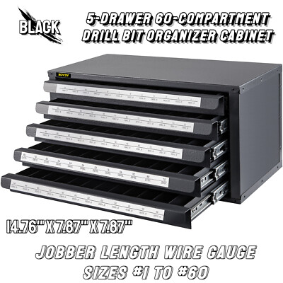 5-Drawer Drill Bit Dispenser Cabinet 60-Compartment Drill Bit Organizer ...