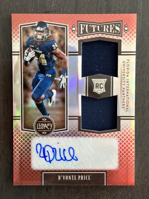 2022 Panini Legacy D'Vonte Price Ruby RC Rookie Dual Jersey AUTO /100 ...