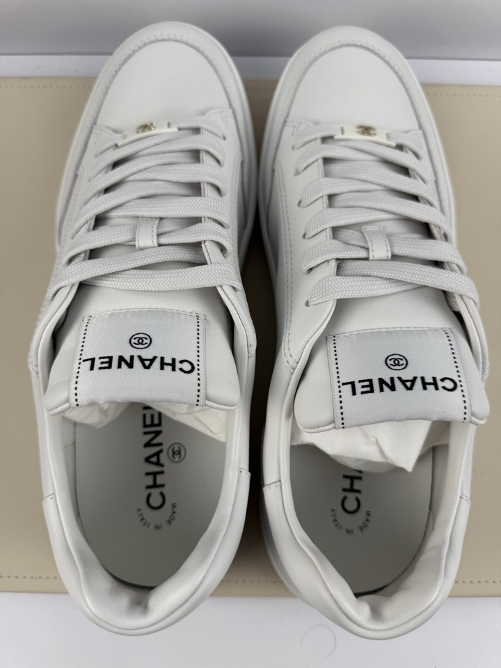 Chanel white sneakers runners trainers Size 44 EU | eBay