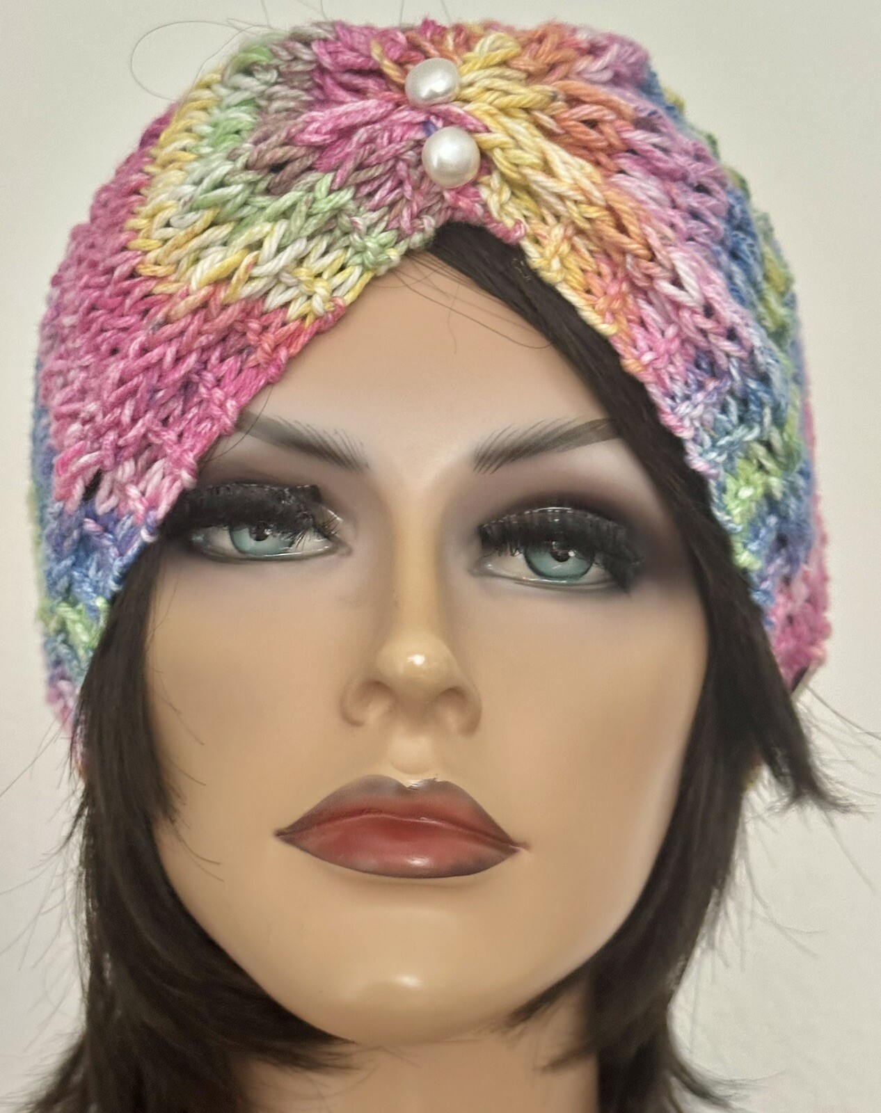 Hand Knits 2 Love Headband Bandana Headwrap Lace Ombre Flower Beads ...
