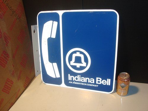 Big 18" Vtg Indiana Bell Telephone Sign Drive Up Pay Phone Ameritech ...