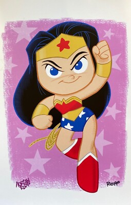 ADRIAN ROPP rare WONDER WOMAN animated DC WB print 11x17 SIGNED Last ...