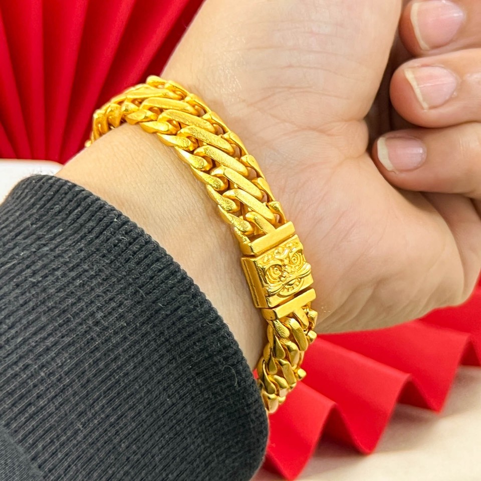 Men's Lion Dance 22K 23K 24K THAI BAHT YELLOW GOLD GP Bracelet | eBay
