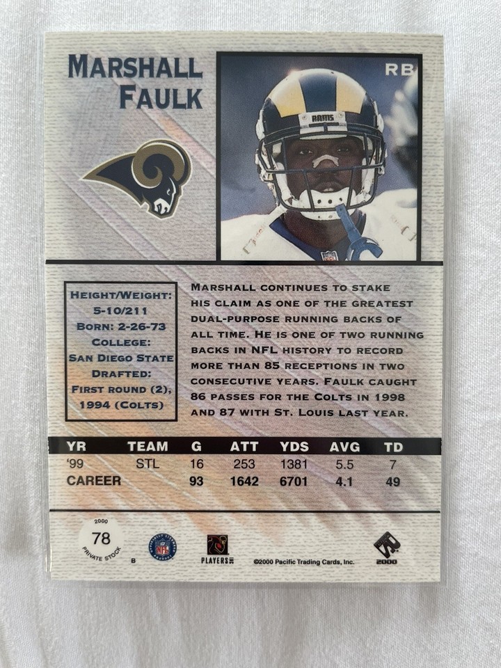 2000 Private Stock Artist's Canvas Rams Football Card #15 Marshall ...