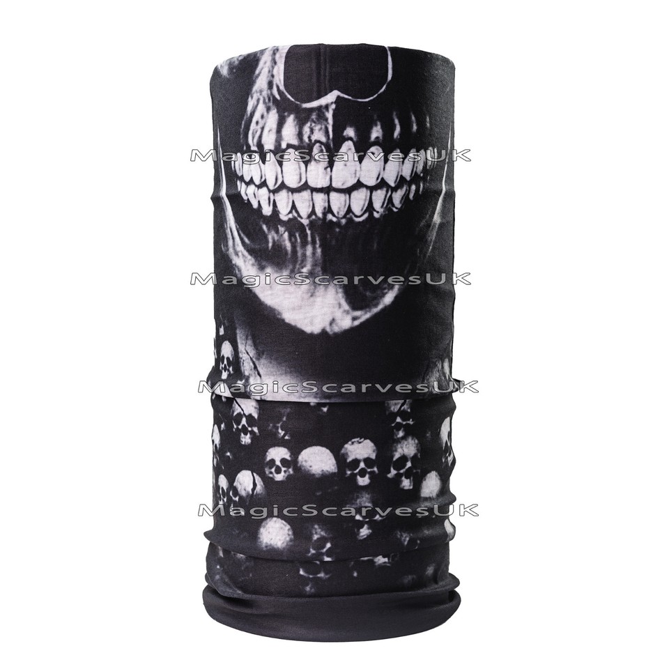 Multi use Skulls Biker Balaclava Neck Tube Snood Scarf Face Mask Warmer ...