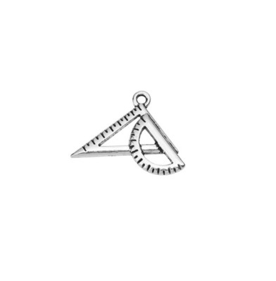 8 Protractor Ruler Charms Drafting Triangle Charm Antique Silver 24 x ...