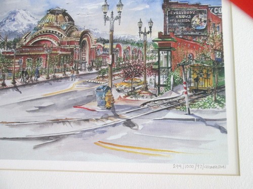 SARAH CLEMENTSON YAEGER Matted LIMITED Print DOMES OF TACOMA Watercolor ...