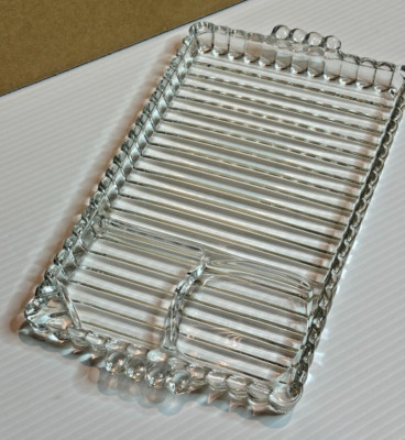 Vintage 40s Hazel Atlas Clear Depression Glass Sip Snack Smoke Plate ...