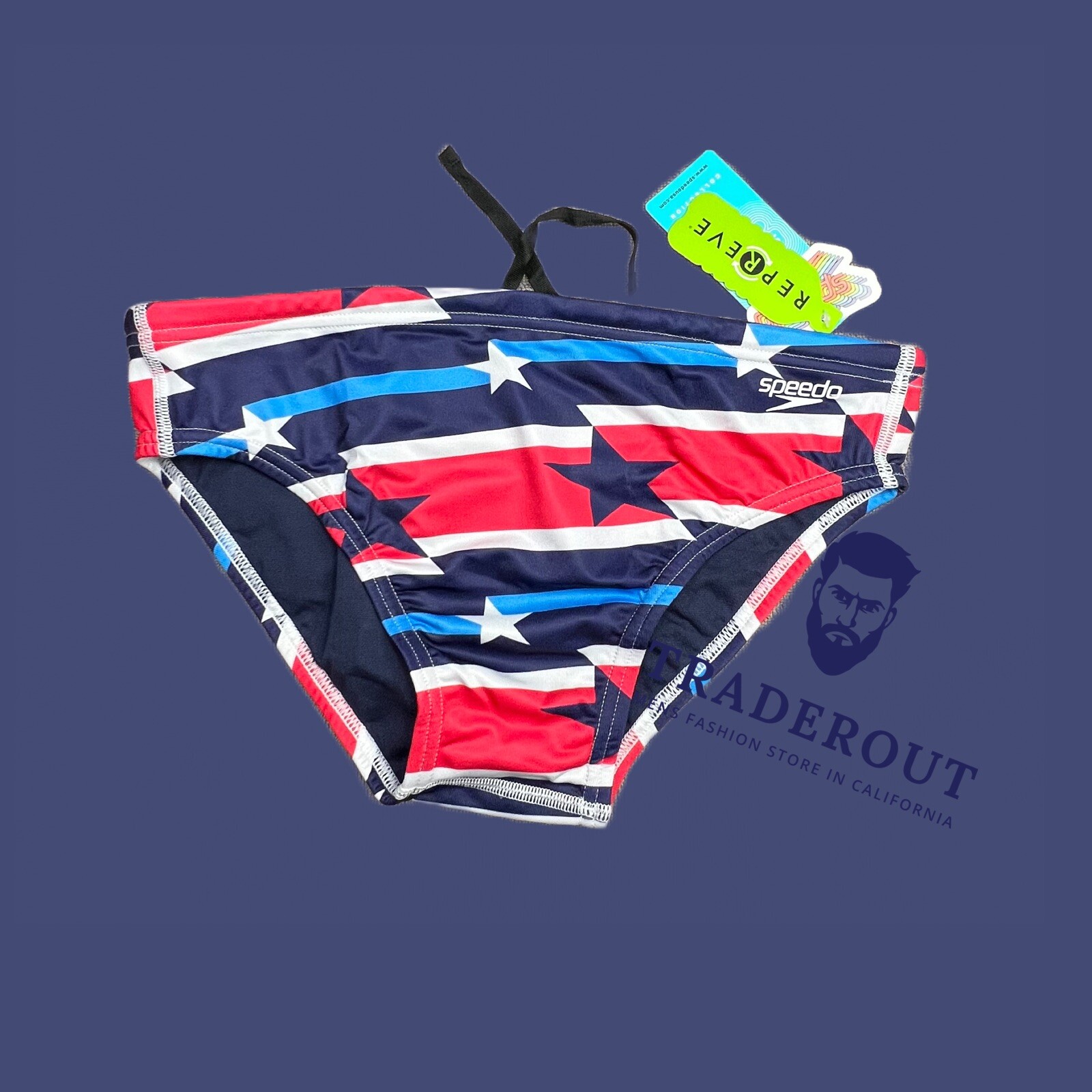 Speedo Men red blue white print eco endurance swim Brief Swimwear 30 32 ...