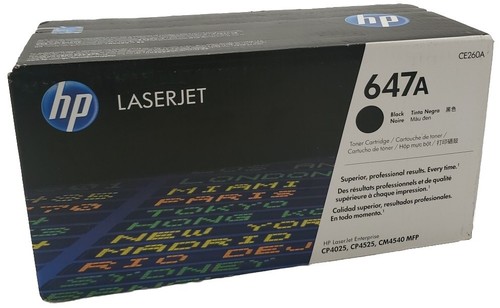 HP Genuine OEM 647A CE260A Black Toner Cartridge LaserJet CP4025 ~NEW ...