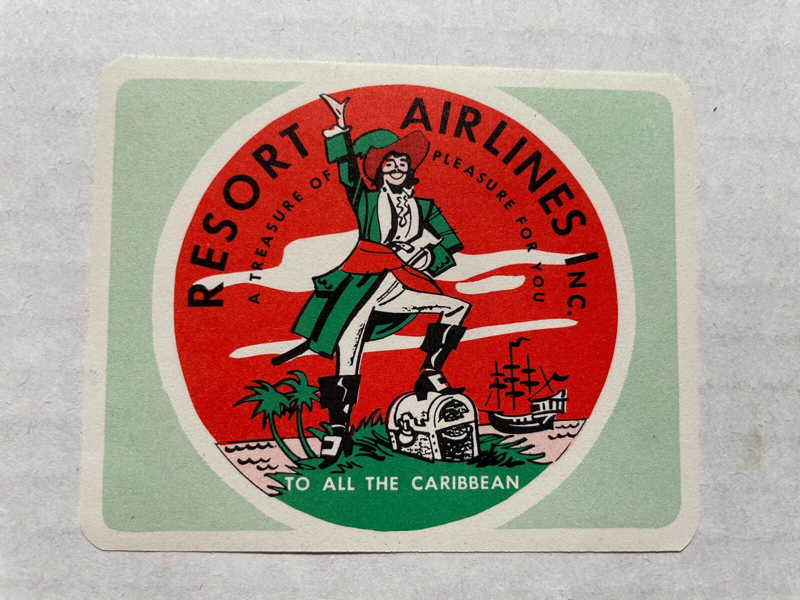 Vintage 1980's Resort Airlines w/ Pirate Luggage / Baggage Label | eBay
