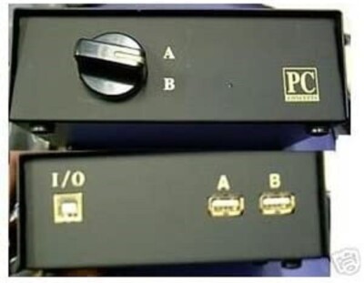 Black 2-Way USB A to B Data Transfer Switch Box Printer Scanner HDD PC ...