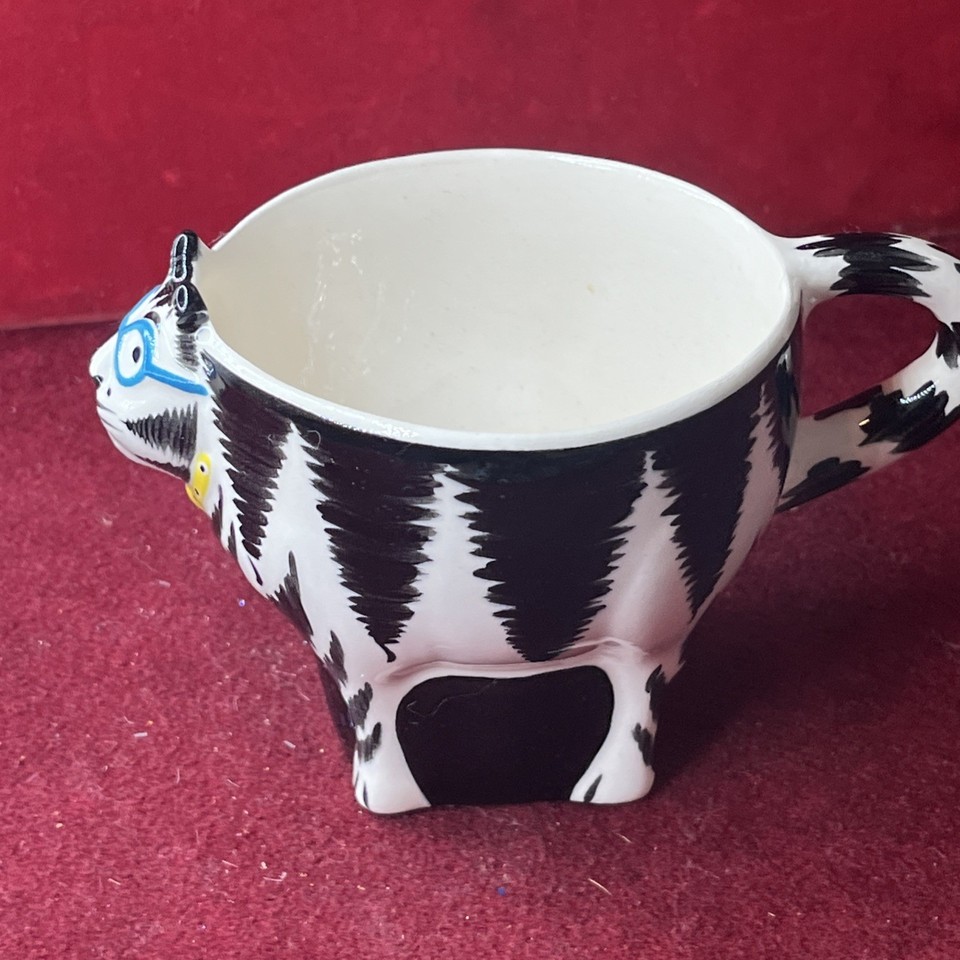 Vintage Tom Hatton Ceramic Black & White Be Speckled Tiger Cat Signed ...