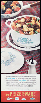 1961 PRIZER-WARE Dutch Tulip Pattern Porcelain Cast-Iron Cookware PRINT ...