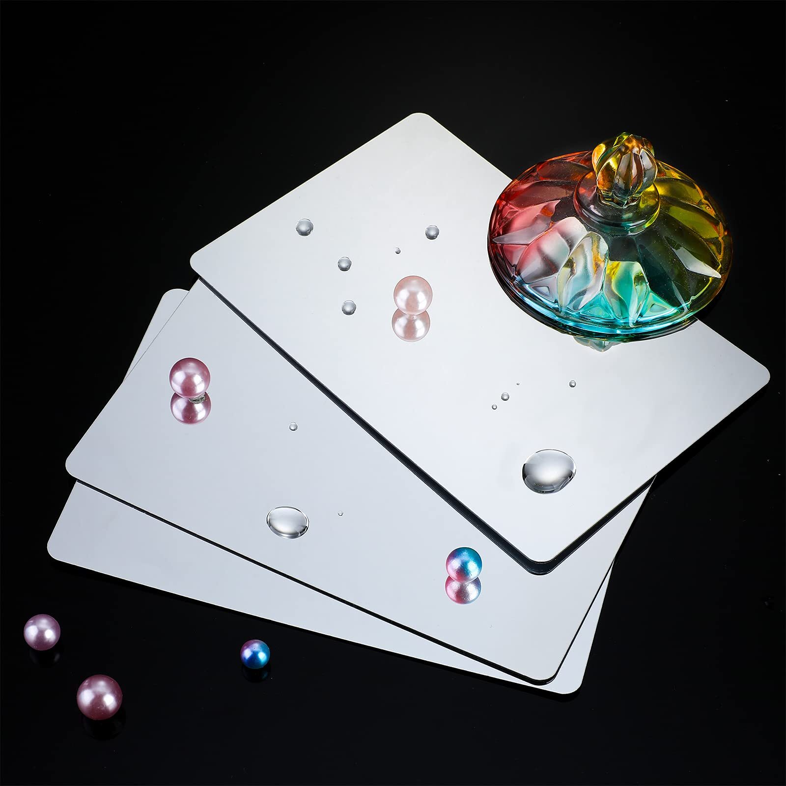 Shatter Proof Plastic Mirrors 4 x 6 Inch Mirror Tiles with Soft Round ...