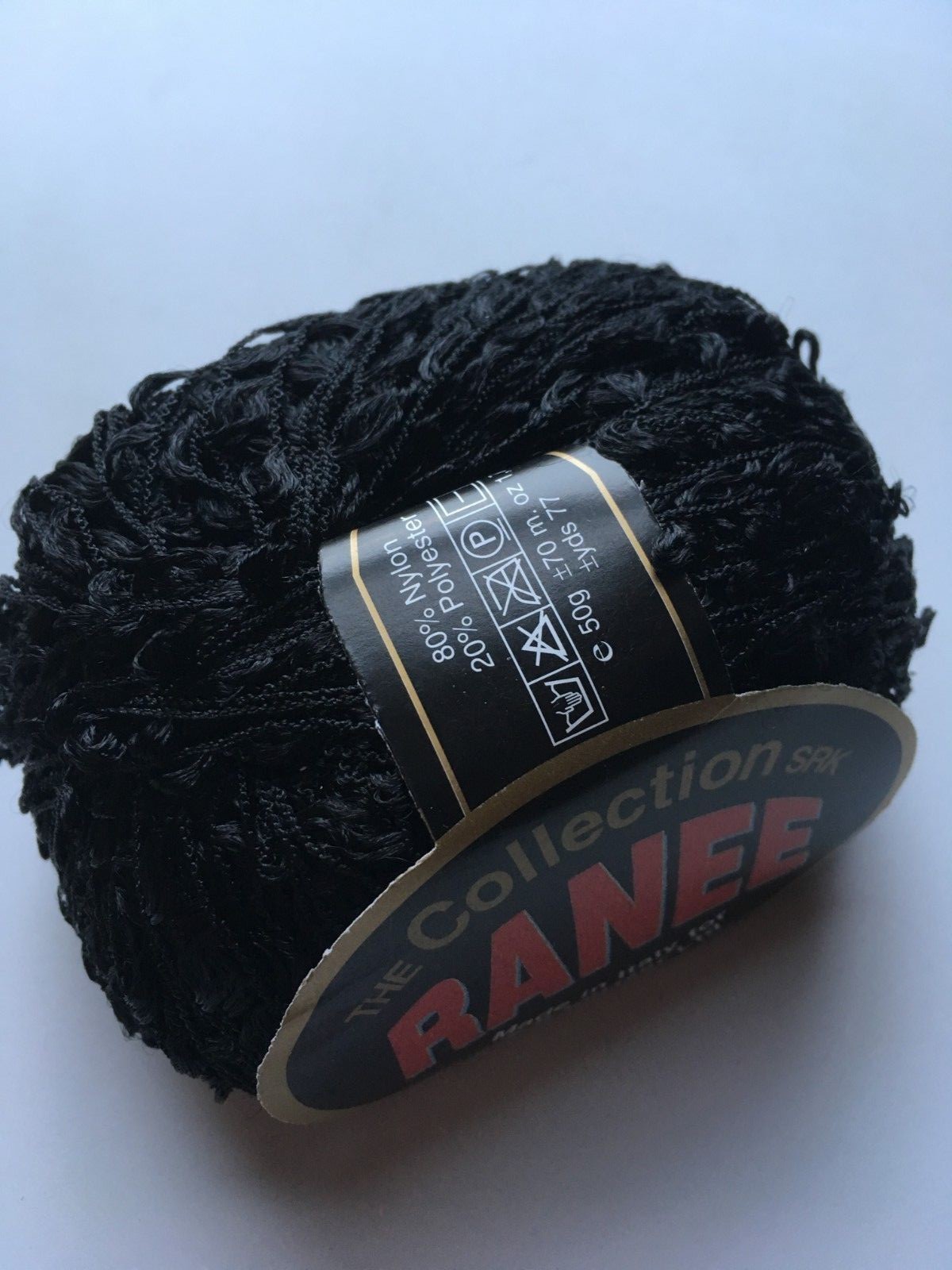 SRK Ranee Ribbon #55 Black Wide Wavy Rung Ladder Yarn 50 Gram 77 Yards ...