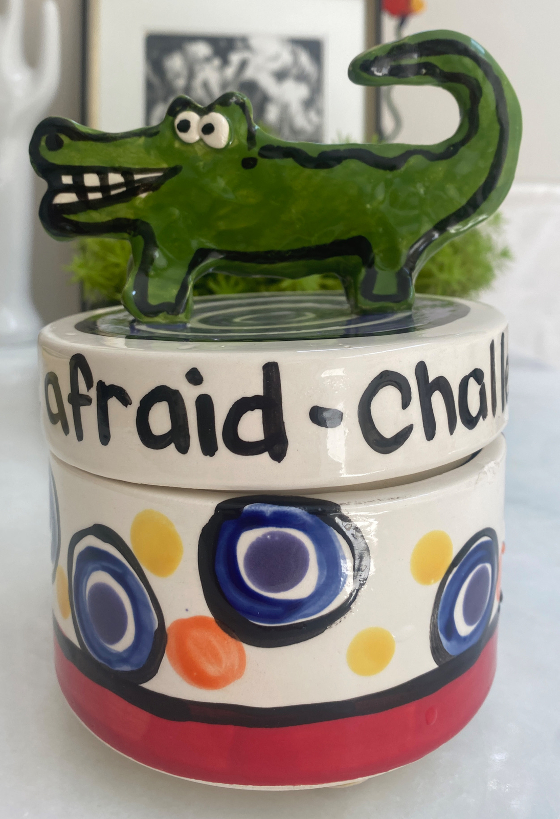 NICOLE ENGBLOM Hand Painted Ceramic Trinket Dish w/ Lid Inspirational ...