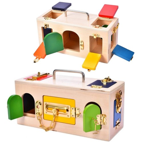 Wooden Montessori Toys Montessori Lock Box Toy Preschool Educational ...