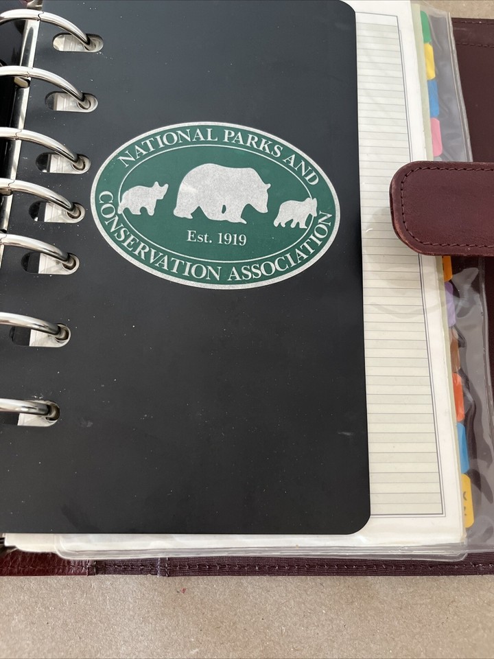 Day-Timer Planner Binder Brown Leather 7 Rings Loose Leaf USA Made 1996 ...