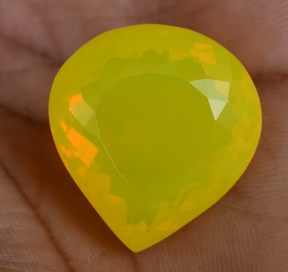 57.05 Ct Natural NEON Yellow Opal Certified Flawless Unheated Pear Cut ...