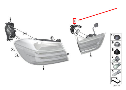 NEW BMW 4 F33,F83 REAR RIGHT TAIL LIGHT BULB HOLDER 63217366070 7366070 ...