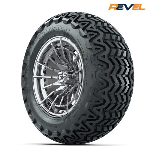 Set of 4, GTW 14" Boost Chrome Golf Cart Wheels w 23x10R14 Predator AT ...