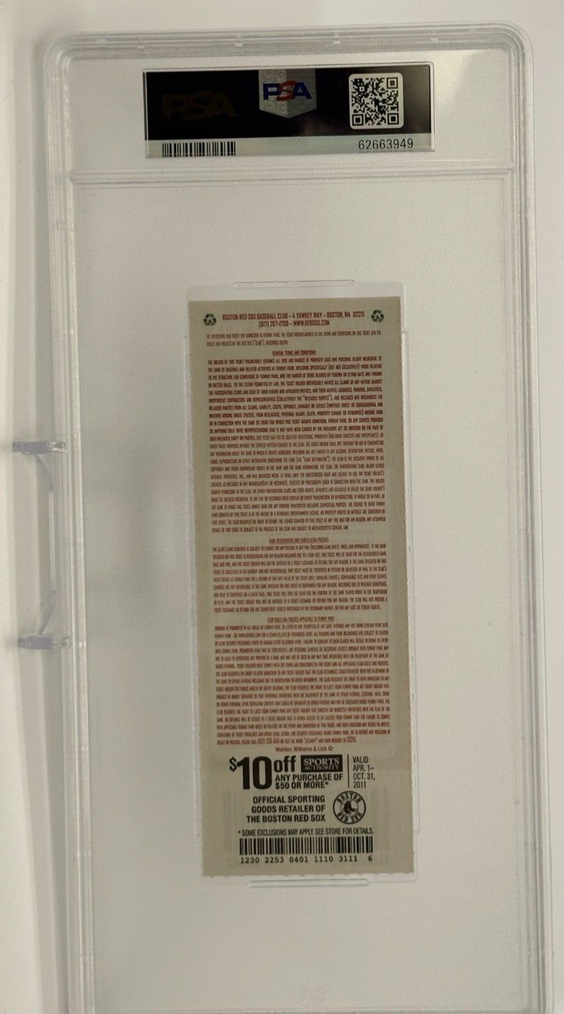 9/13 2011 Tim Wakefield 200th Win MLB Boston Red Sox Ticket PSA 10 POP ...