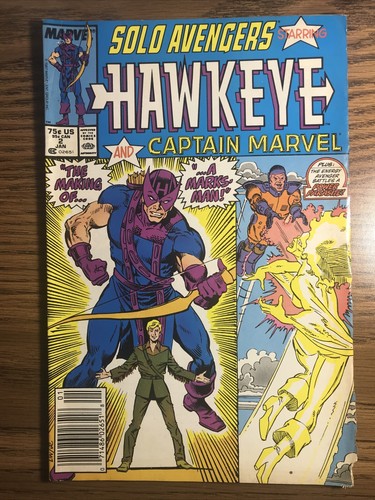 SOLO AVENGERS 2 RARE NEWSSTAND HAWKEYE 1ST APP TRICK SHOT MARVEL COMICS ...