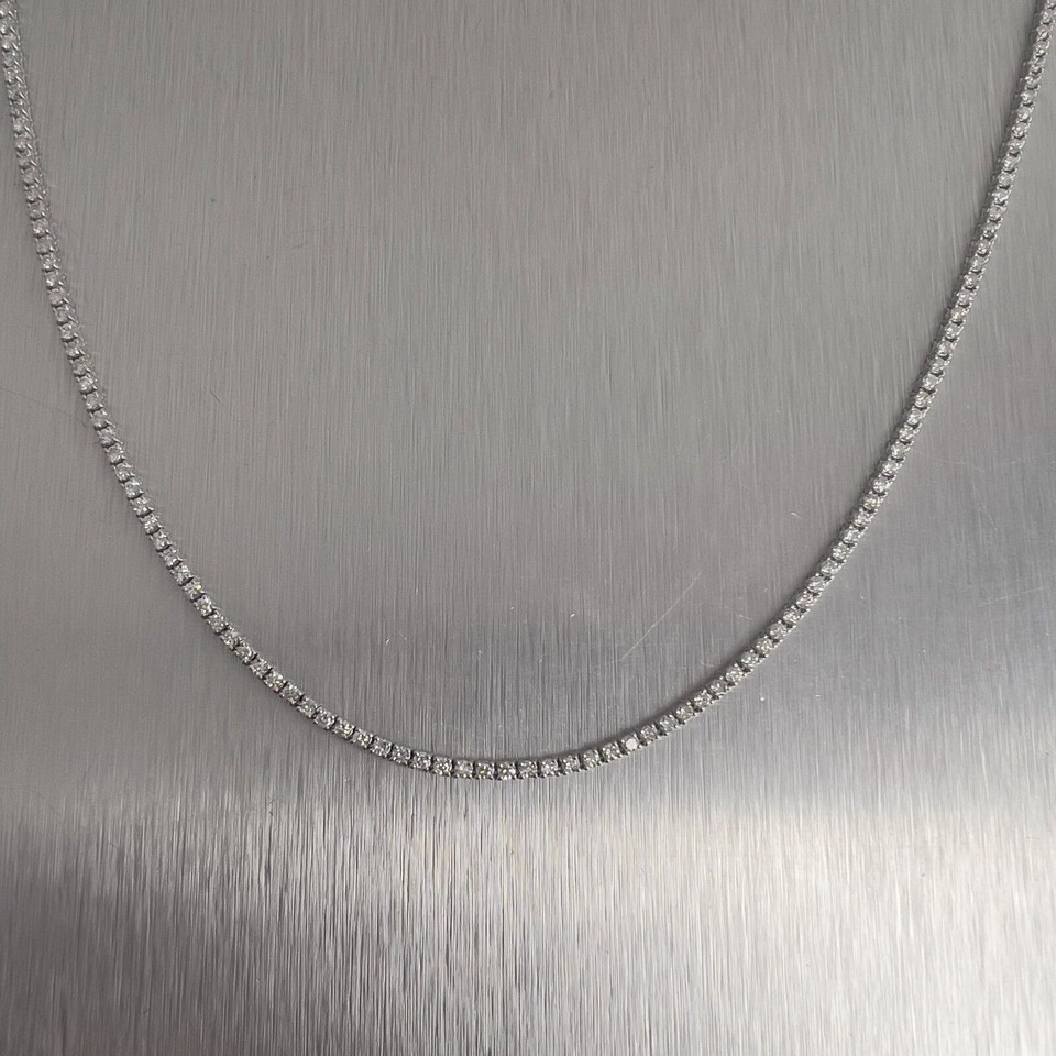 14k White Gold Diamond Tennis Necklace 3.68ctw F-G SI1 16.5" | eBay