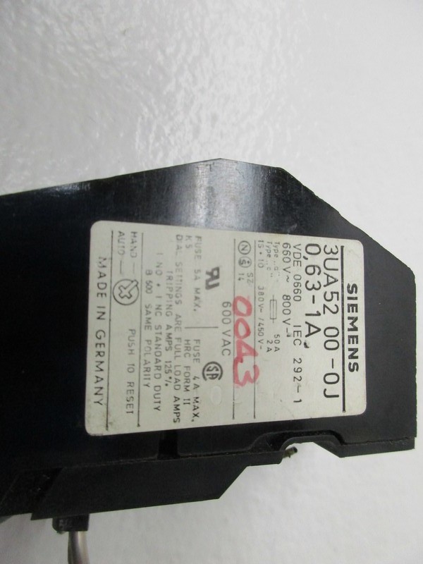 SIEMENS 3UA5200-0J OVERLOAD RELAY 0,63-1A UNMP | eBay