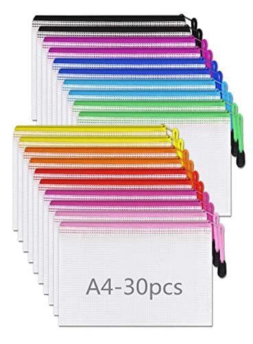 Mesh Zipper Pouch Document Bag, Plastic Zip File Folders, Letter Size ...