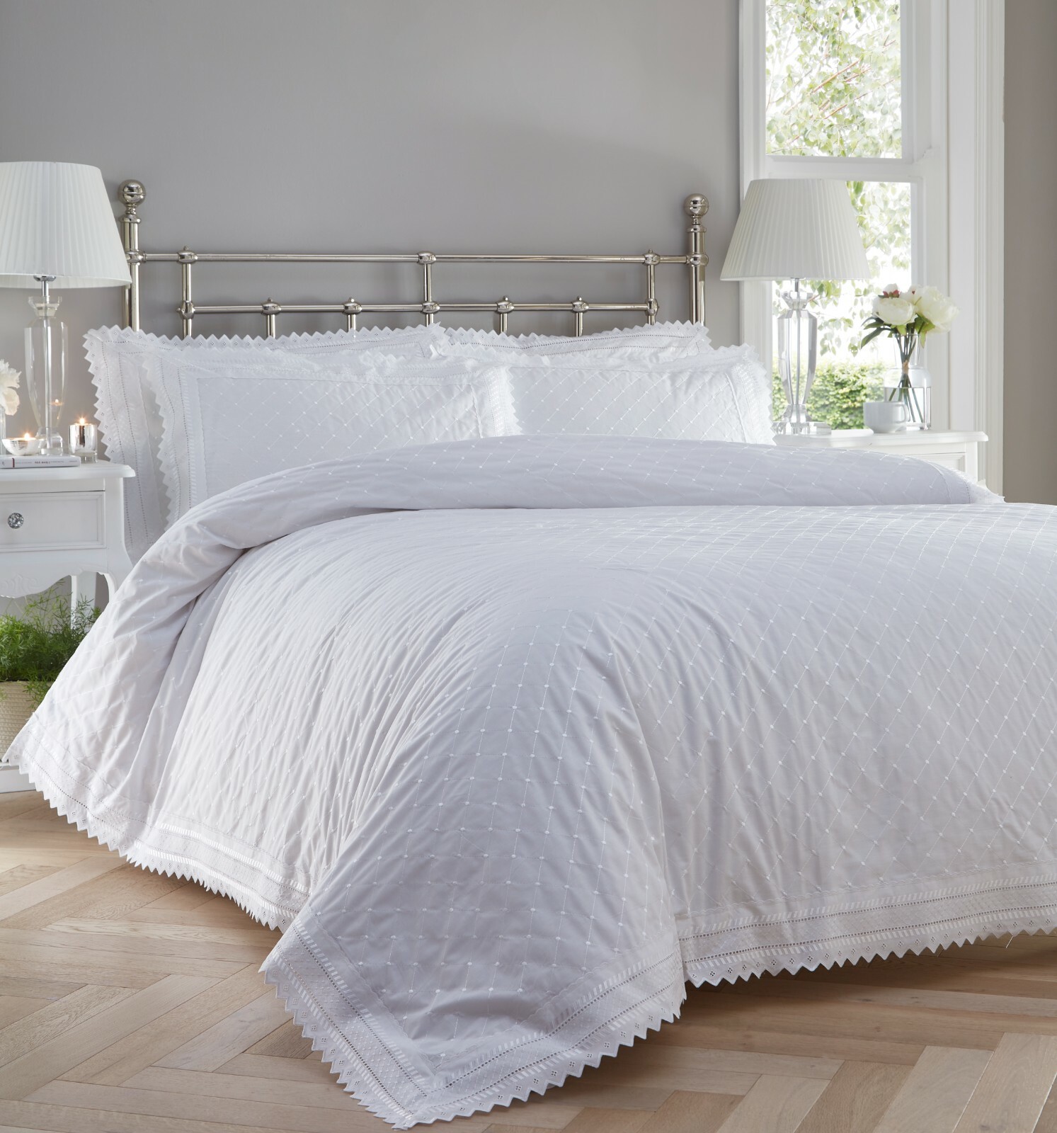 Balmoral Broderie Anglaise Duvet Cover Bed Sets or Pillowcases Bedding ...