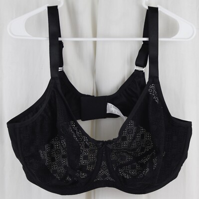 Glamorise Women's Plus Size Lace Comfort Wonderwire Bra Underwire Black ...