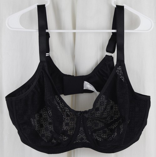 Glamorise Women's Plus Size Lace Comfort Wonderwire Bra Underwire Black ...