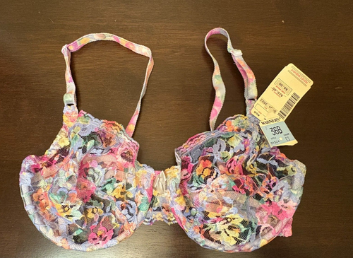Vintage 36B Warners 1524 Lace Colorful Underwire Floral Bra Lingerie ...