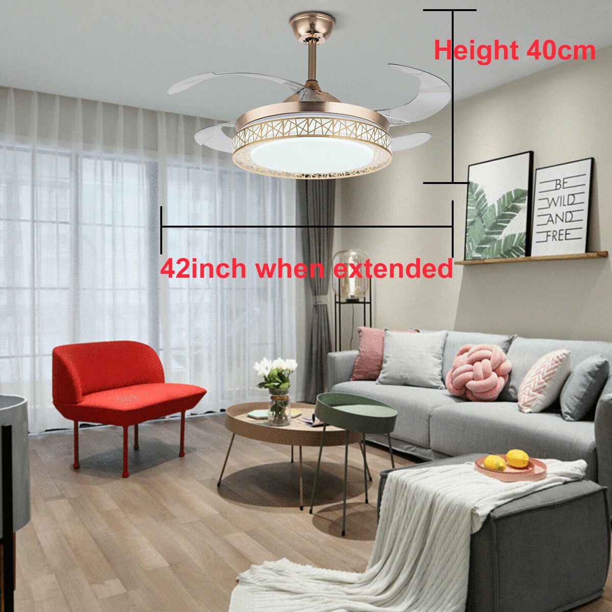 42 Inch White Ceiling Fan With Remote Control | Shelly Lighting