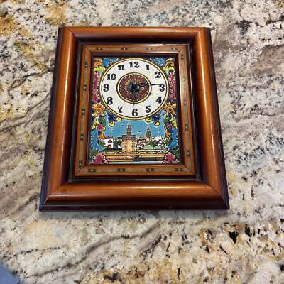 Vintage Sevilla Spain Ceramic Tile Wall Clock with Wood Frame Royal ...